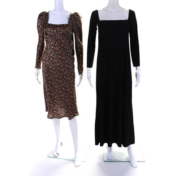 Zara | Dresses | Zara Womens Square Neck Long Sleeves Empire Waist Midi ...